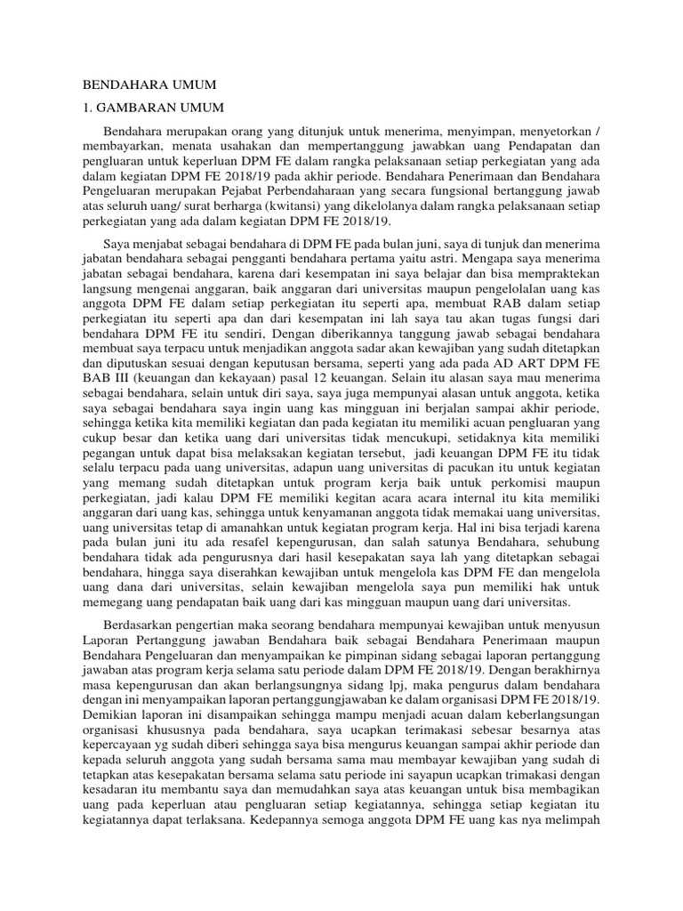 LPJ Bendahara DPM Fe | PDF