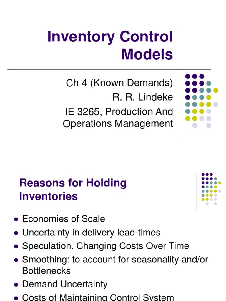 Lecture Series6 - EOQInvModels | PDF | Inventory | Mathematical Optimization