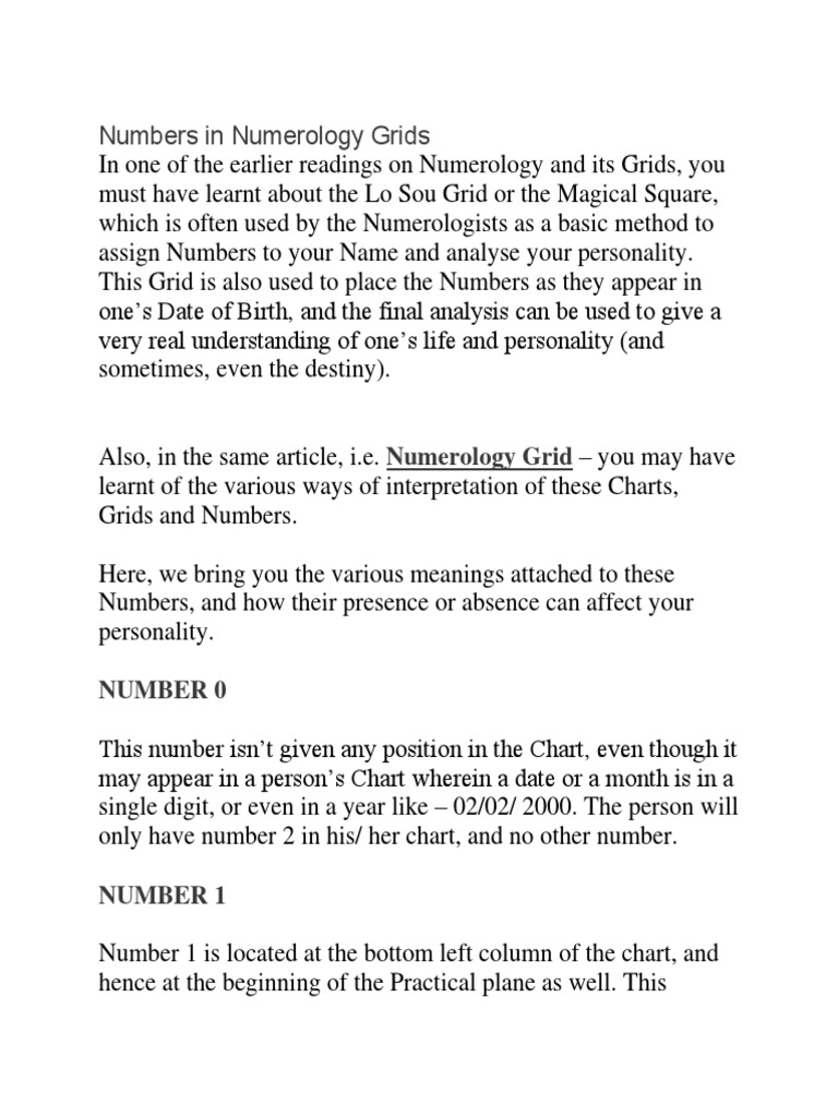 Numerology Grid Number Meanings | PDF | Love | Motivation