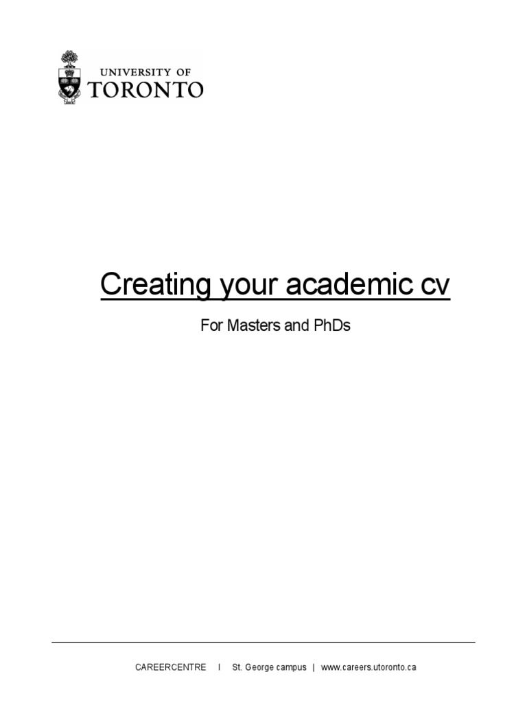 CV Guide U of Toronto PDF | PDF