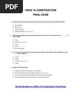 OSHA 30 Construction Final Test Answer Key | Occupational Safety And ...