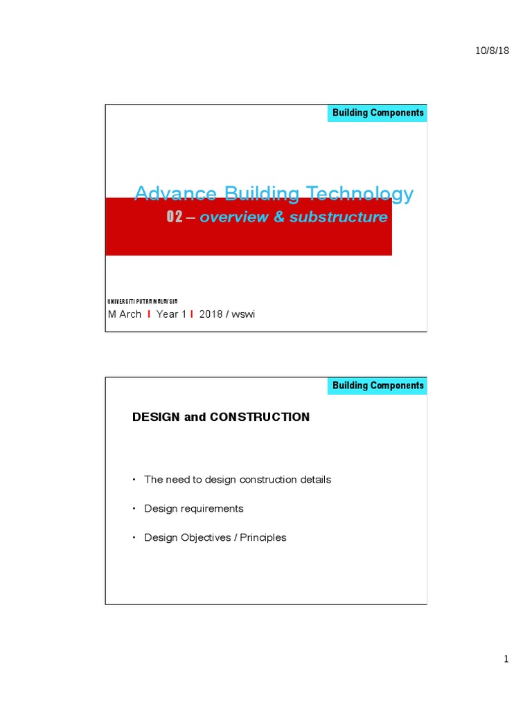 Advance Building Technology: Overview & Substructure | PDF | Foundation ...