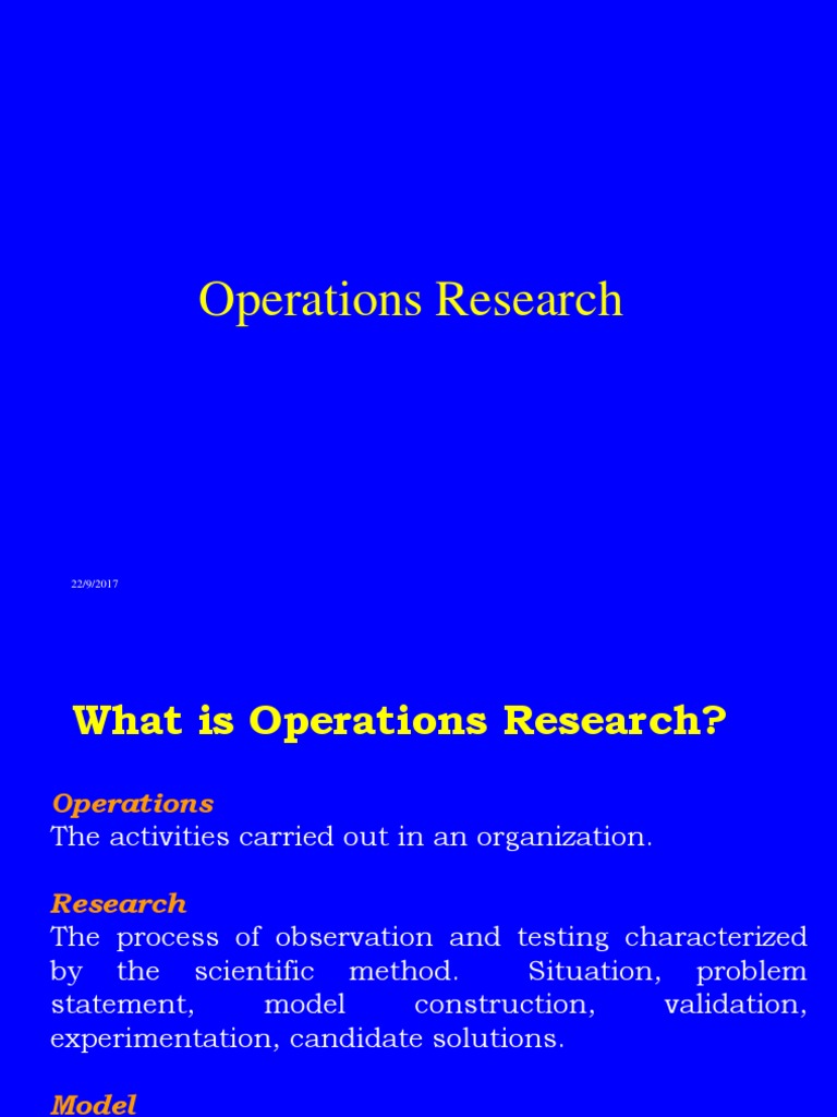 Lecture 1 (Introduction To Or) | PDF | Operations Research | Mathematical Optimization