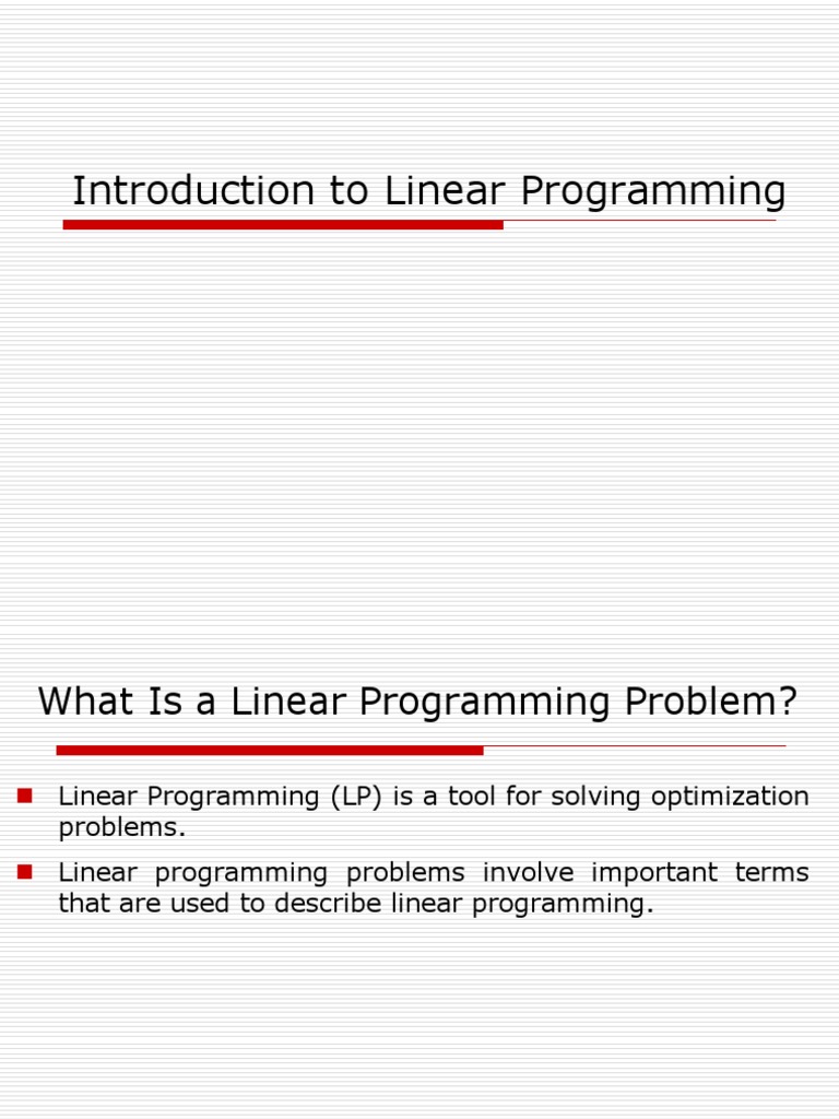 Lecture 2 Introduction To Lpp Pdf Mathematical Optimization Linear Programming