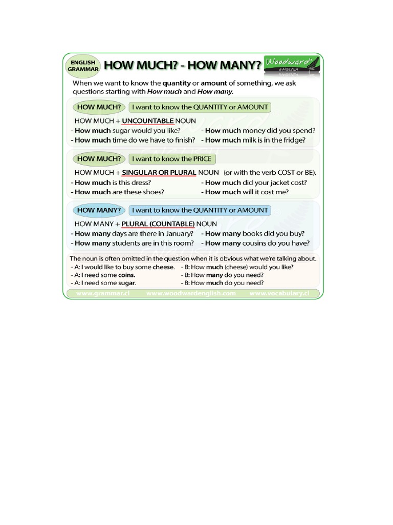 How Many vs. How Much | PDF
