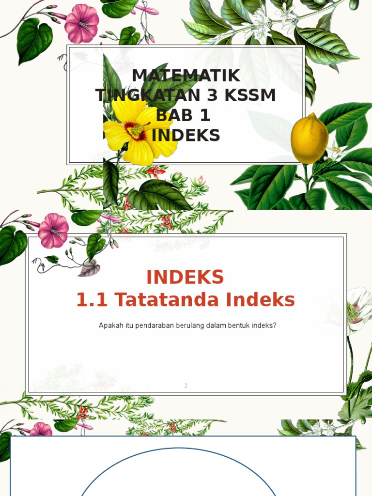 Matematik Tingkatan 3 KSSM Bab Indeks | PDF