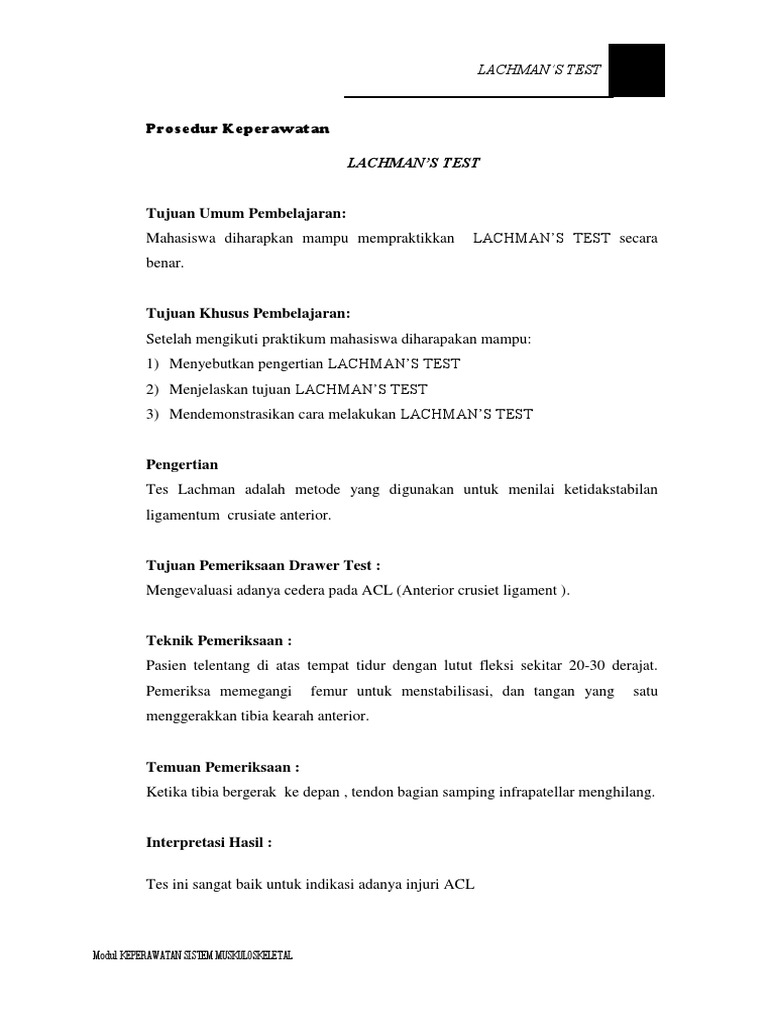5, Lachman's Test | PDF
