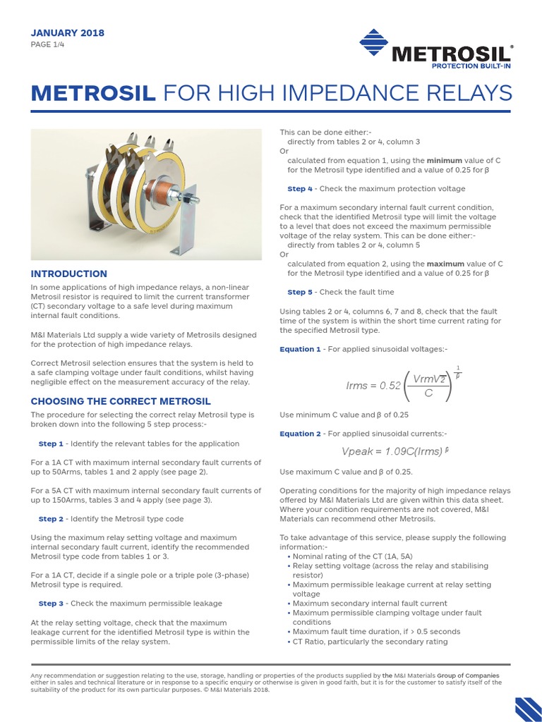 Metrosil Relays Datasheet PDF | PDF | Force | Electrical Components