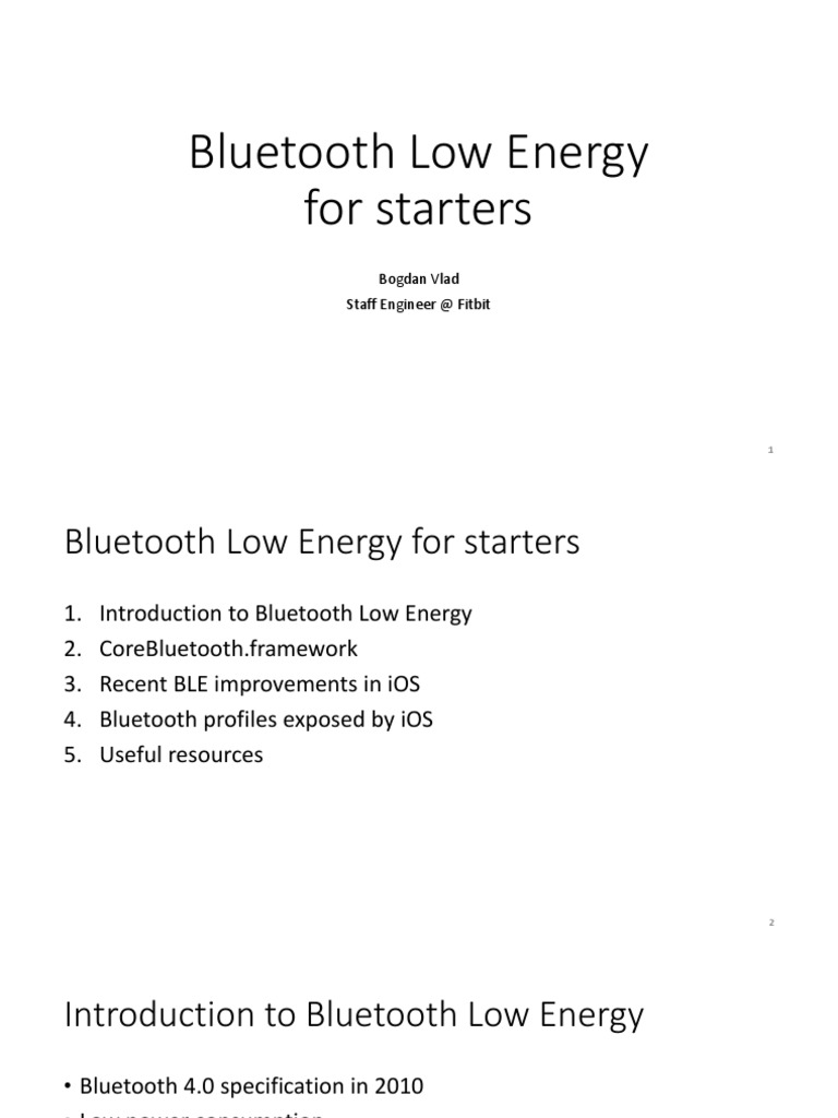 Intro to Bluetooth Low Energy | PDF | Ios | Bluetooth