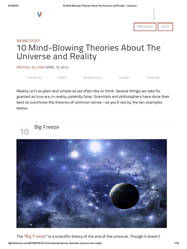 10 Mind-Blowing Theories About The Universe and Reality - Listverse ...