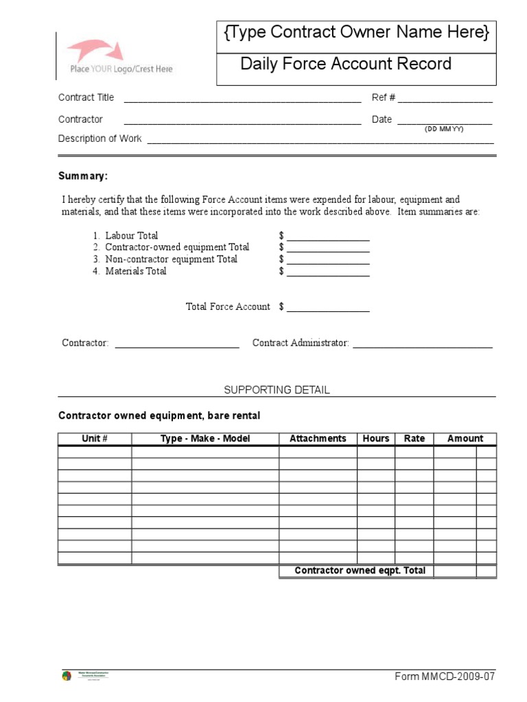 Daily Force Account Record | PDF | Economies | Business Economics