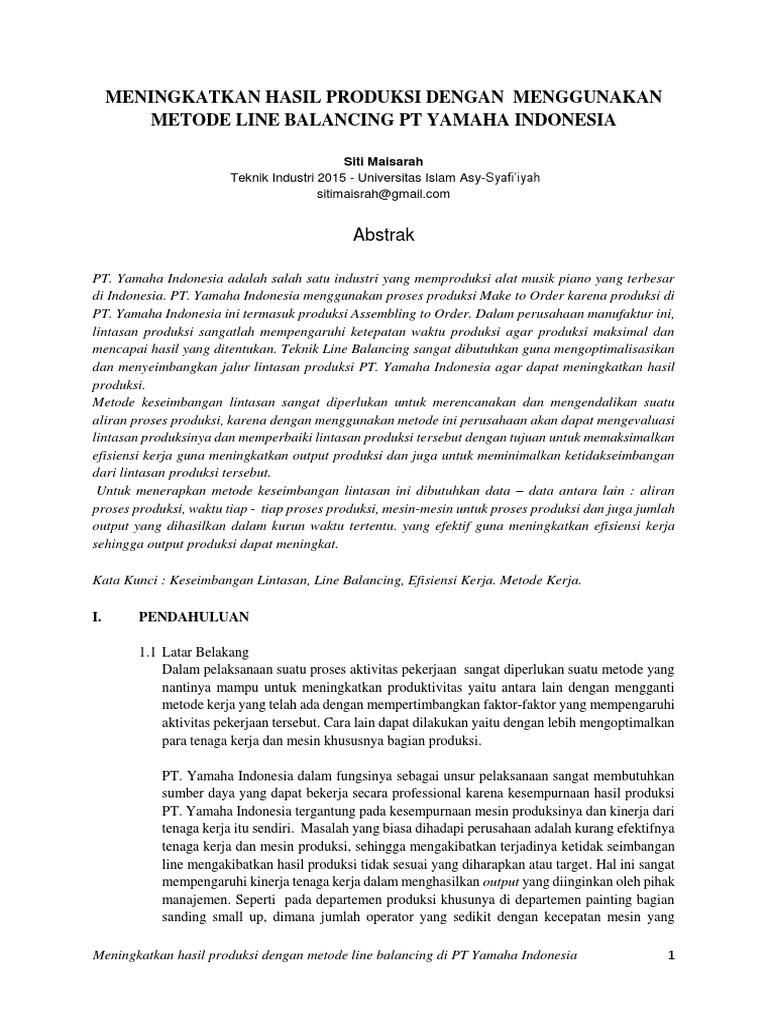 Optimasi Produksi dengan Line Balancing | PDF