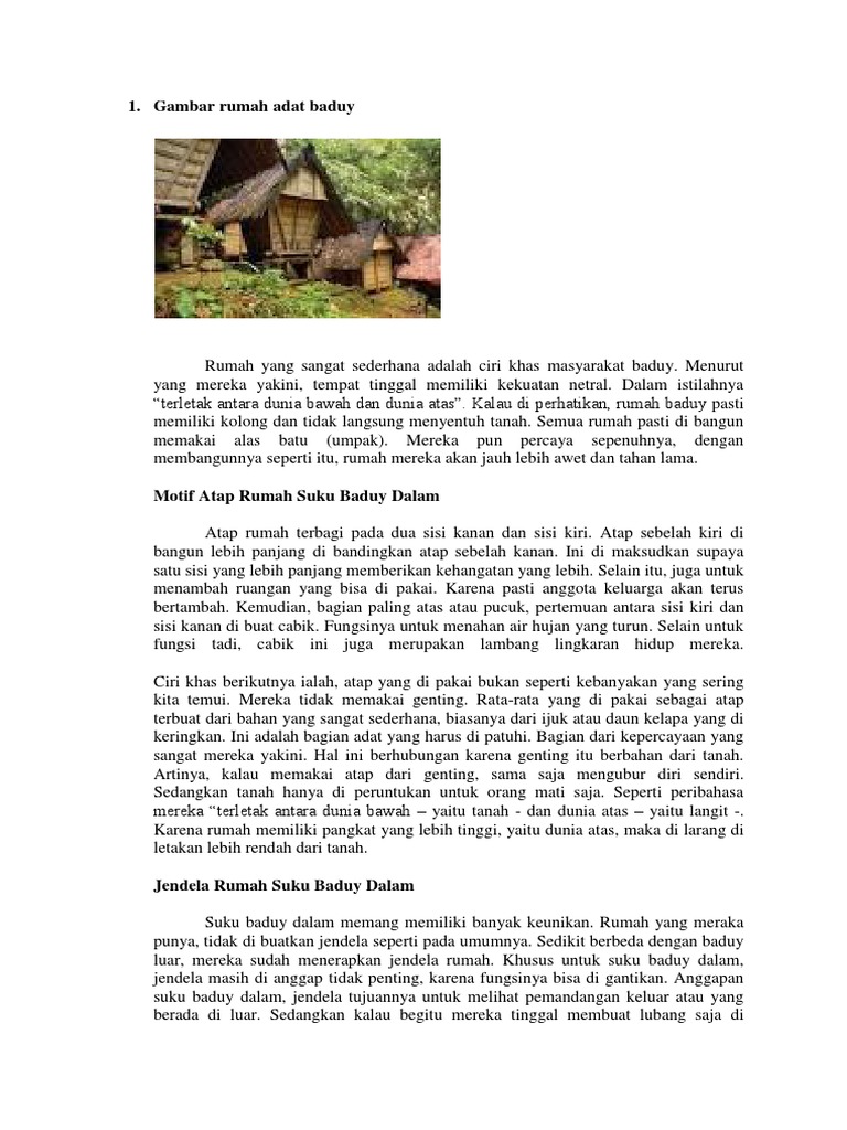 Keunikan Rumah Adat Suku Baduy | PDF | Griya & Taman
