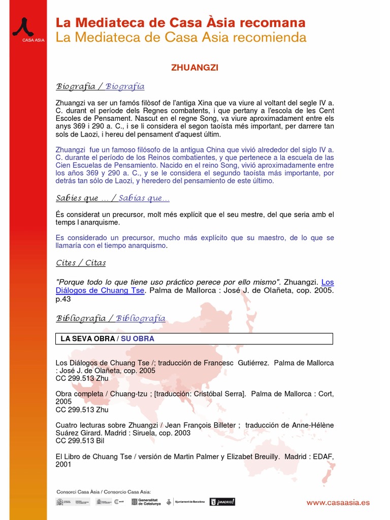 Retrat del filòsof taoista Zhuangzi: vida, pensament i llegat | PDF