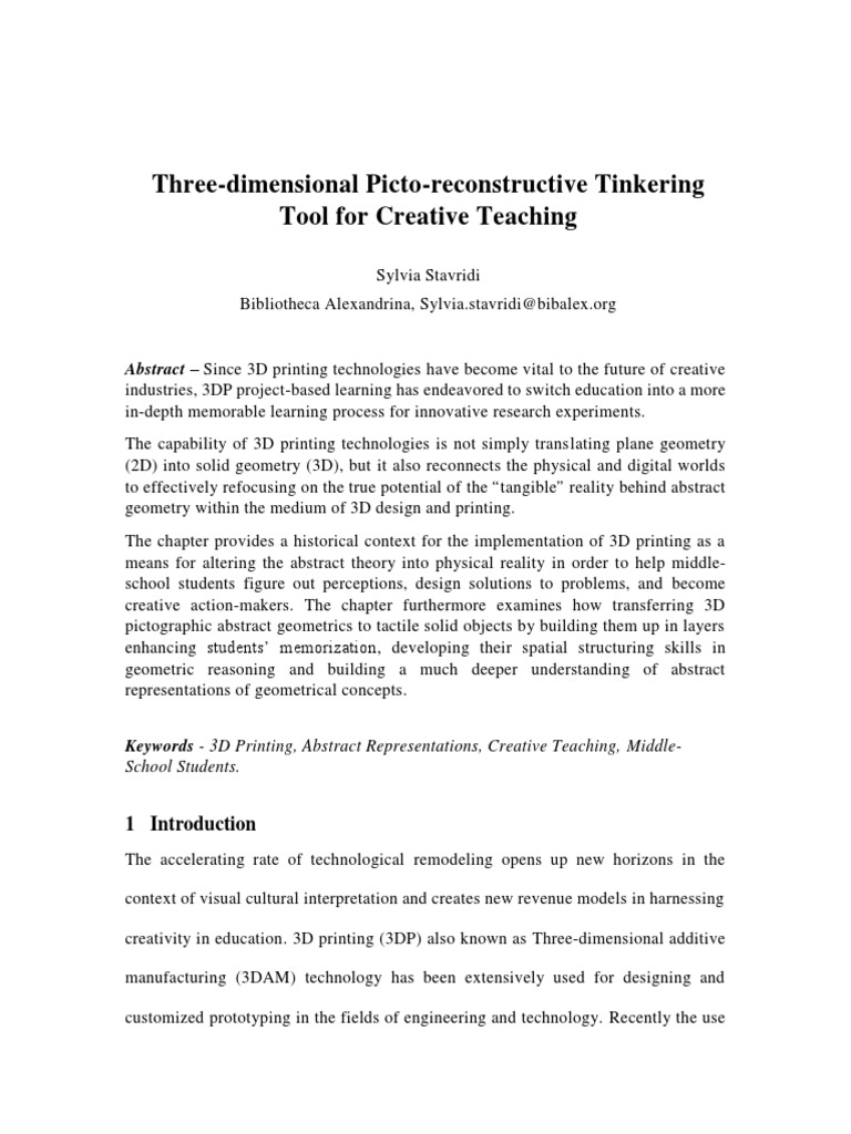Sylvia - Chapter Proposal - Three-Dimensional Picto-Reconstructive Tinkering Tool For Creative ...
