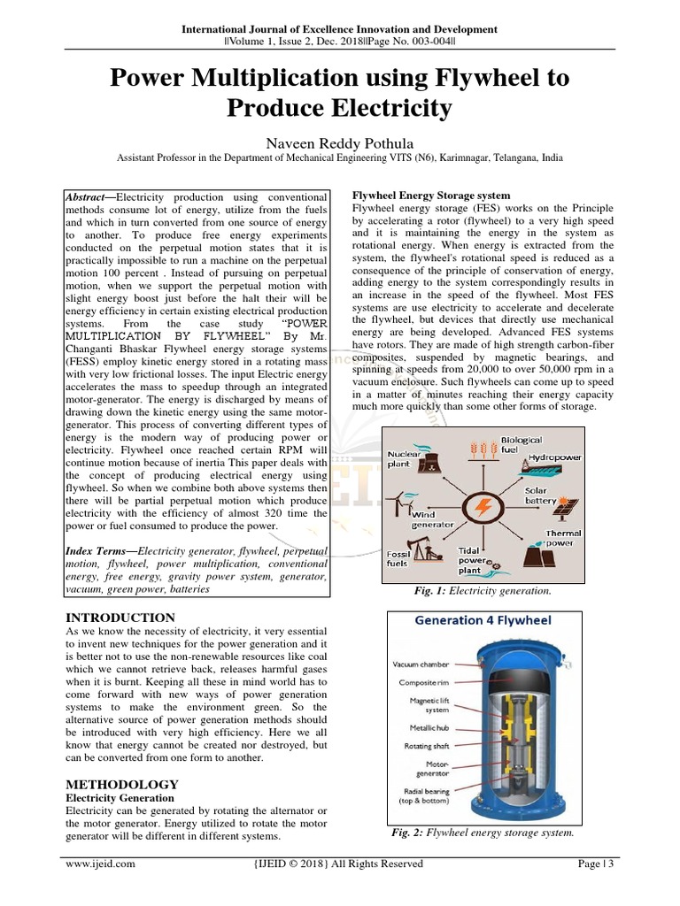 Power Multiplication Using Flywheel To Produce Electricity | PDF ...