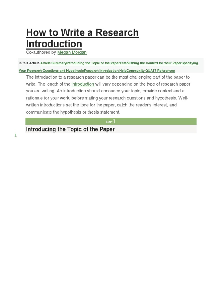 Writing a Research Introduction Guide | PDF | Essays | Academic Publishing