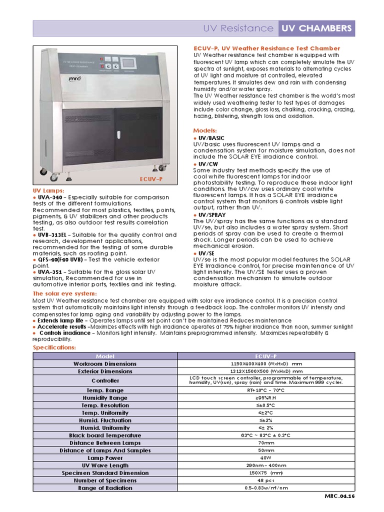 Ecuv-P Spec | PDF | Ultraviolet | Fluorescent Lamp