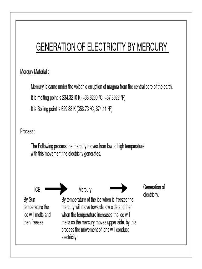Generating Electricity Through the Thermal Expansion of Mercury | PDF