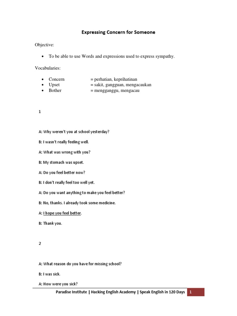 Expressing Concern For Someone | PDF
