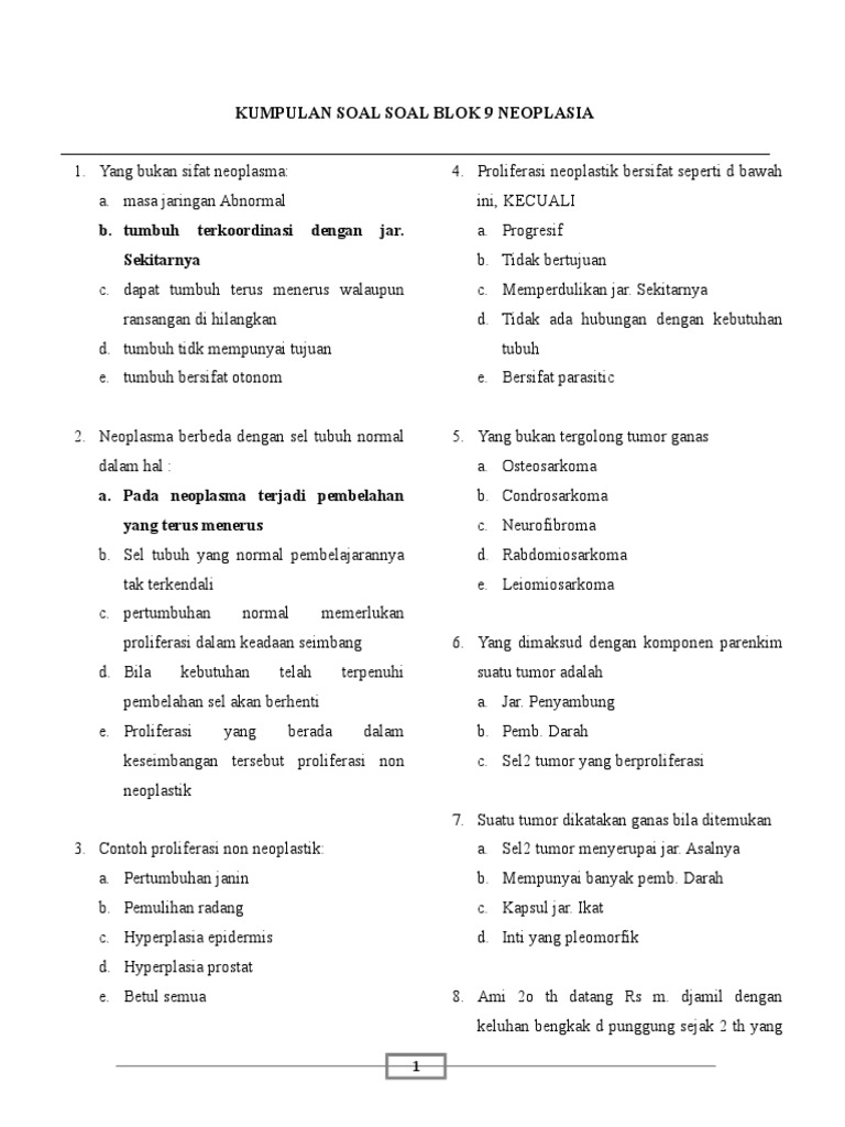 Contoh Soal Blok Neoplasia | PDF
