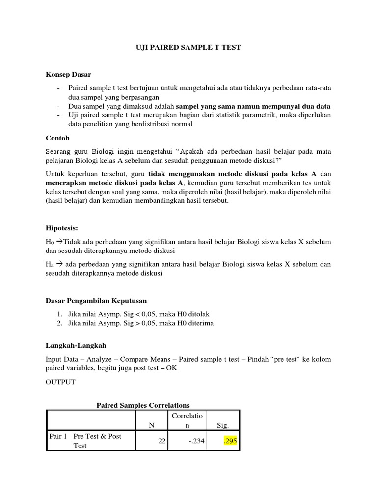 Uji Paired Sample T Test | PDF