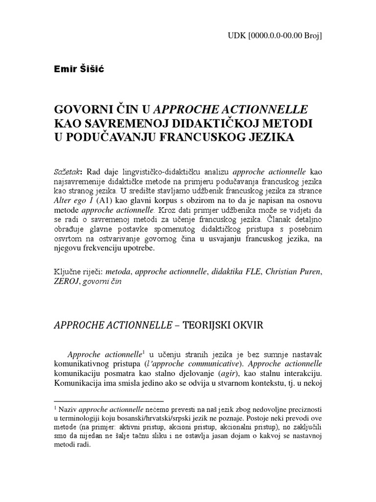 Approche Actionnelle-Članak Šišić Emir | PDF