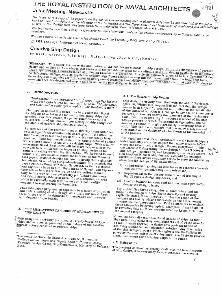 Creative Ship Design 1981 PDF | PDF | Naval Architecture | Ships