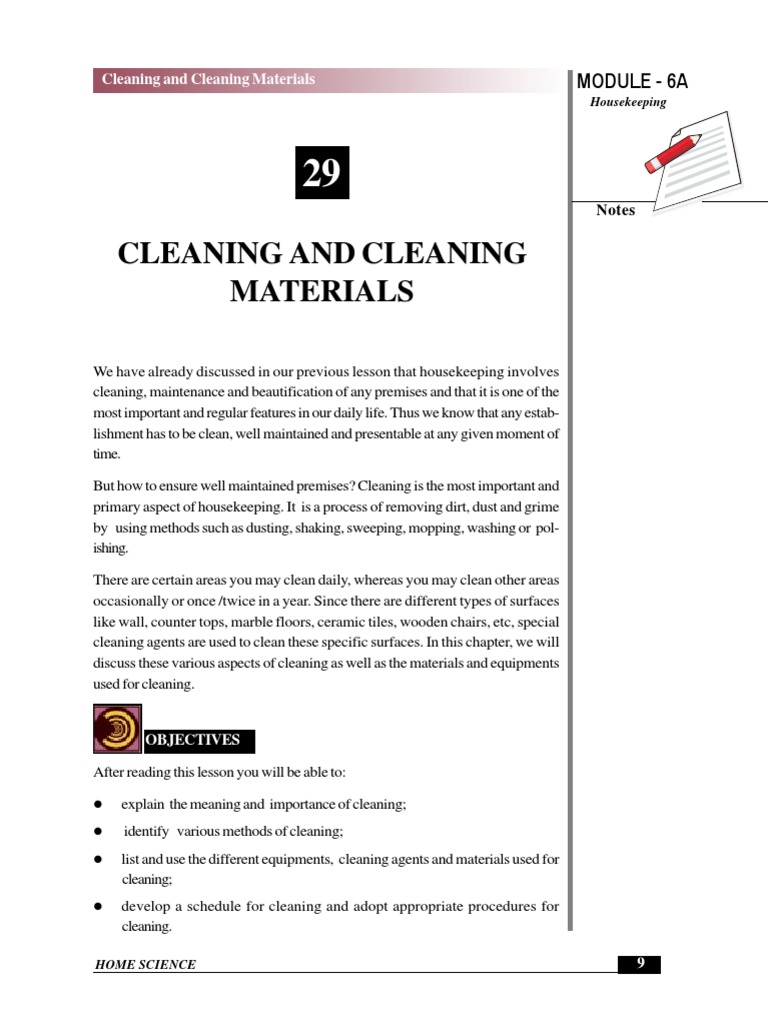 Cleaning Lesson PDF | PDF