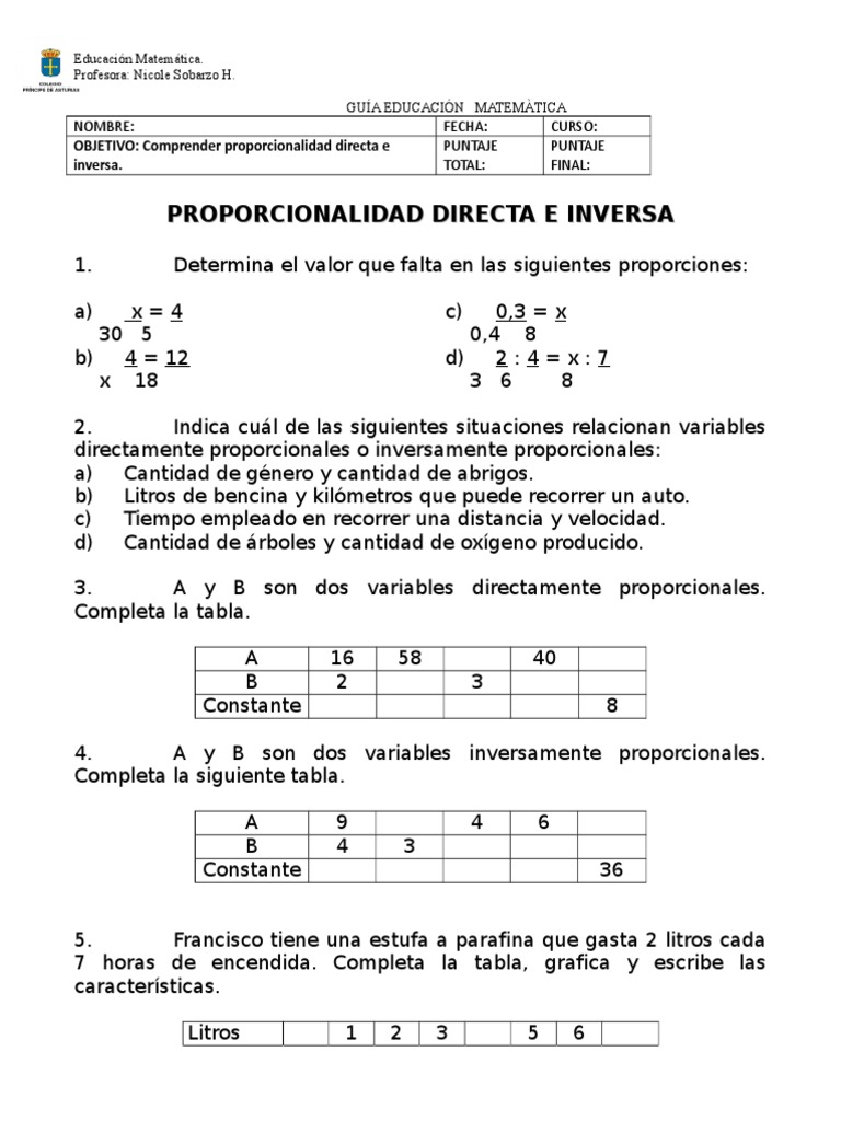 Directa e Inversa | PDF | Enseñanza de matemática | Science