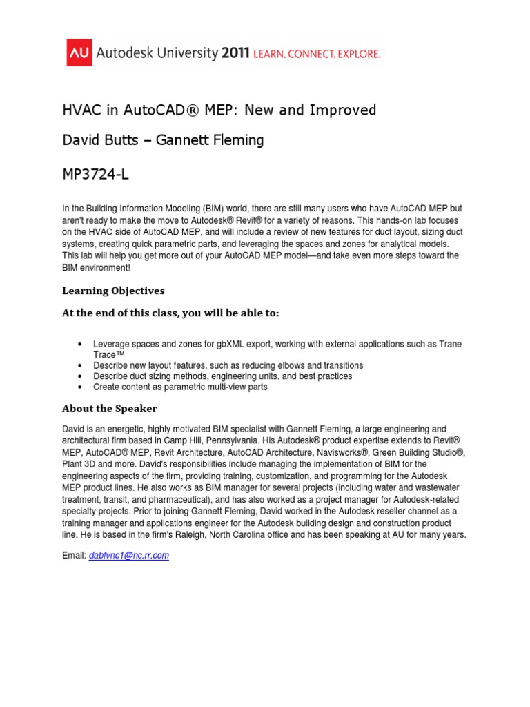 Tutorial For HVAC in AutoCAD MEP - PDF Course PDF | Download Free PDF ...