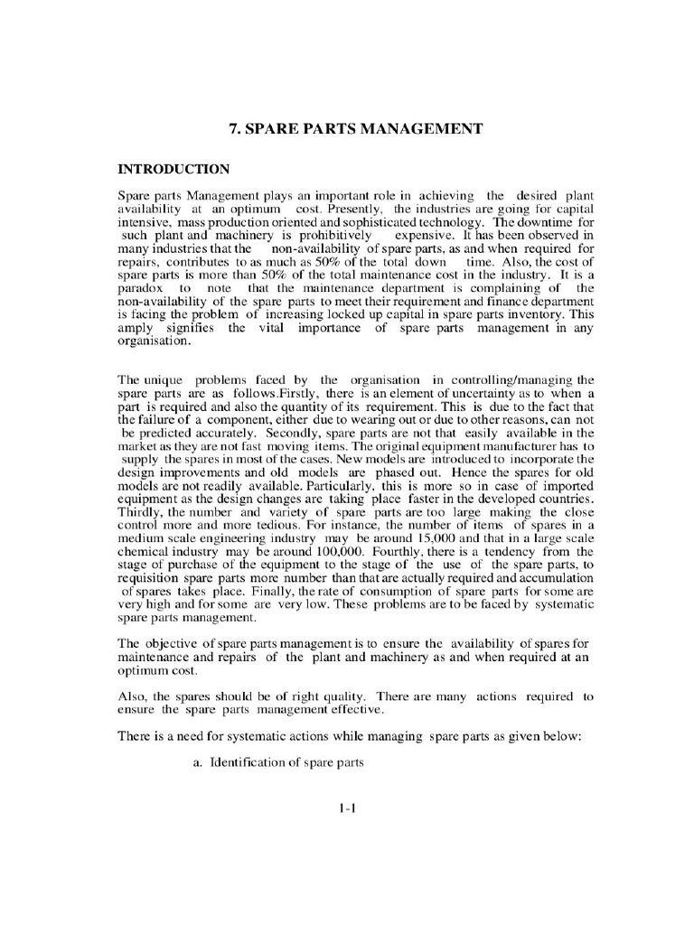 Spare Parts Management | PDF