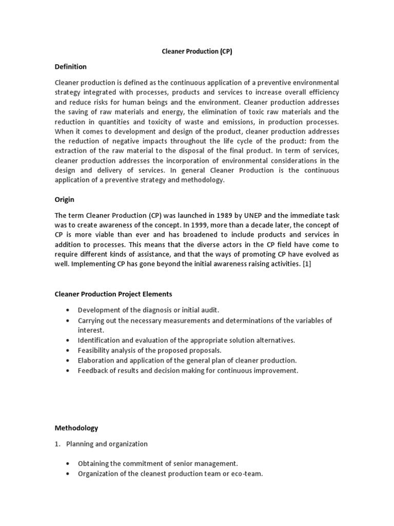 Cleaner Production | PDF | Evaluation | Business