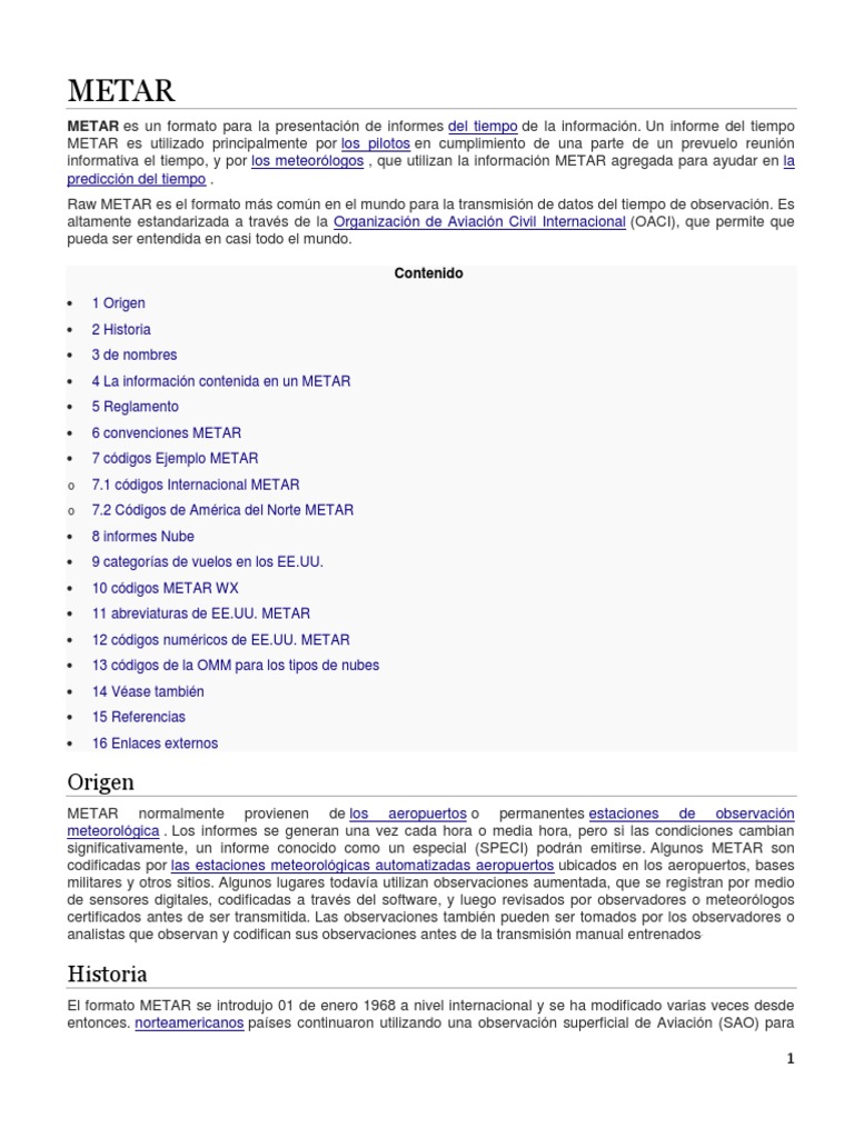 Ejemplo y Códigos de METAR en Aviación | PDF | Meteorología | Ciencias ...