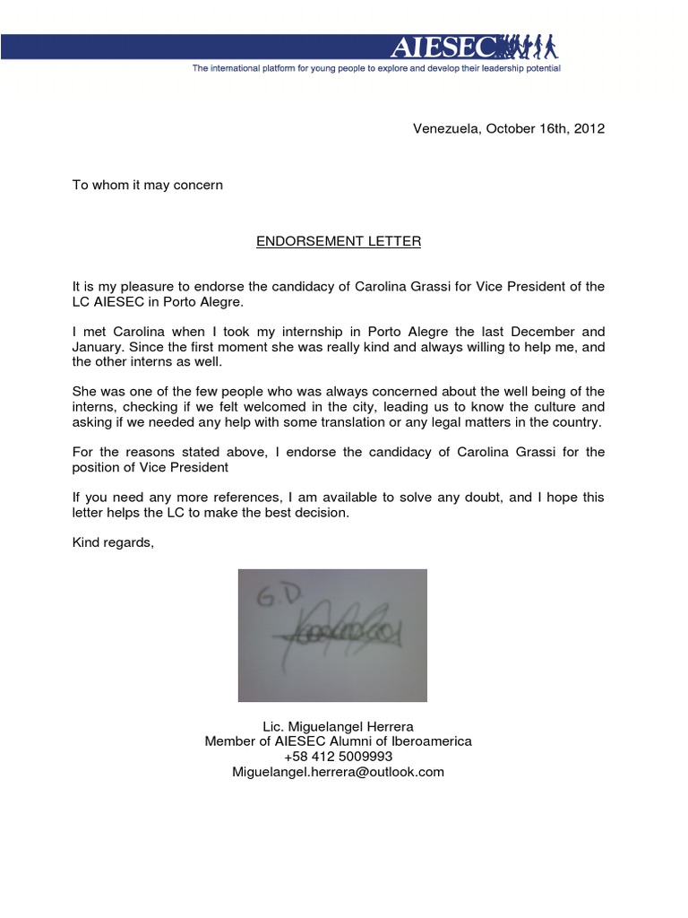 Endorsement Letter | PDF