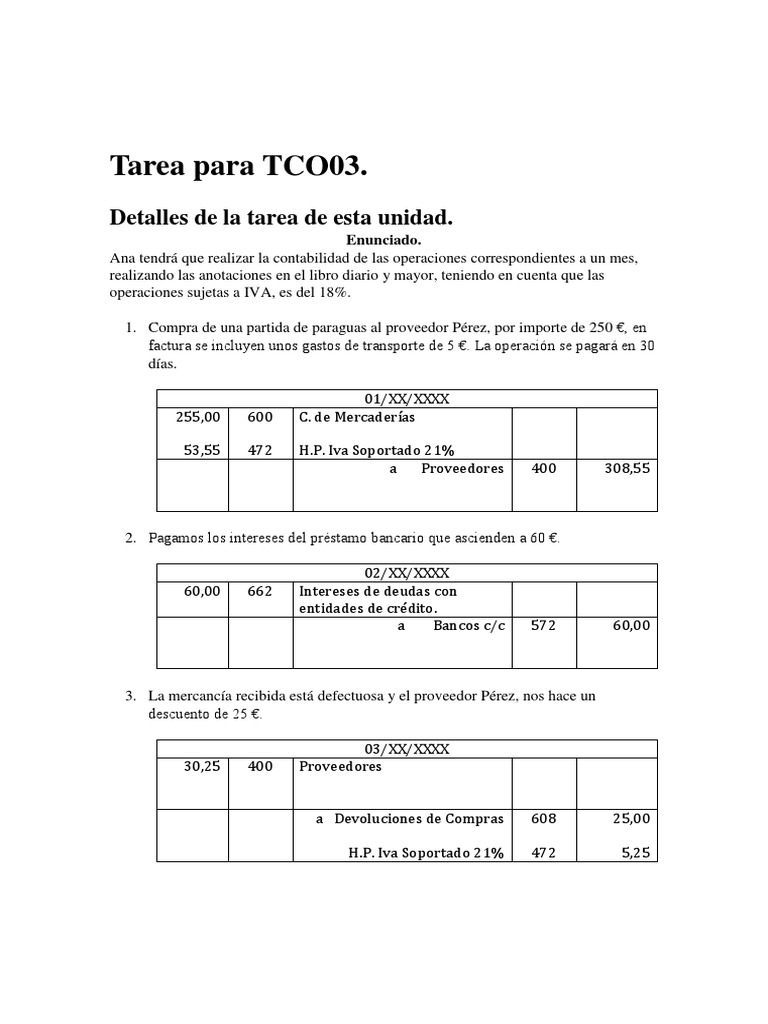 Tarea para Tco03 4 | PDF | Factura | Bancos