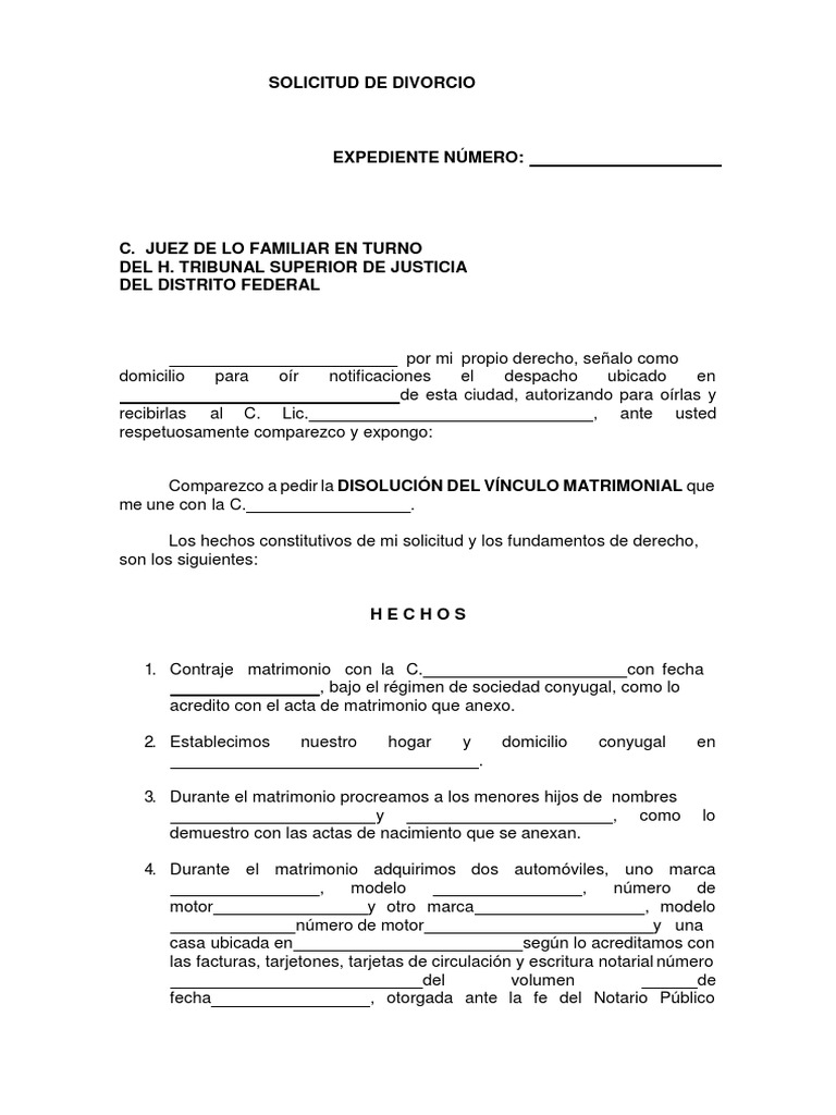 Solicitud de Divorcio en México | PDF | Divorcio | Información del gobierno