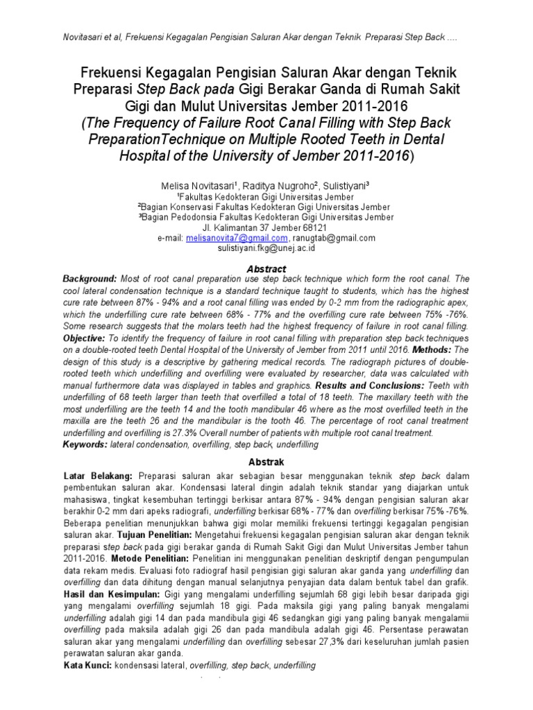 Analysis of the Frequency of Failure in Root Canal Filling Using the ...