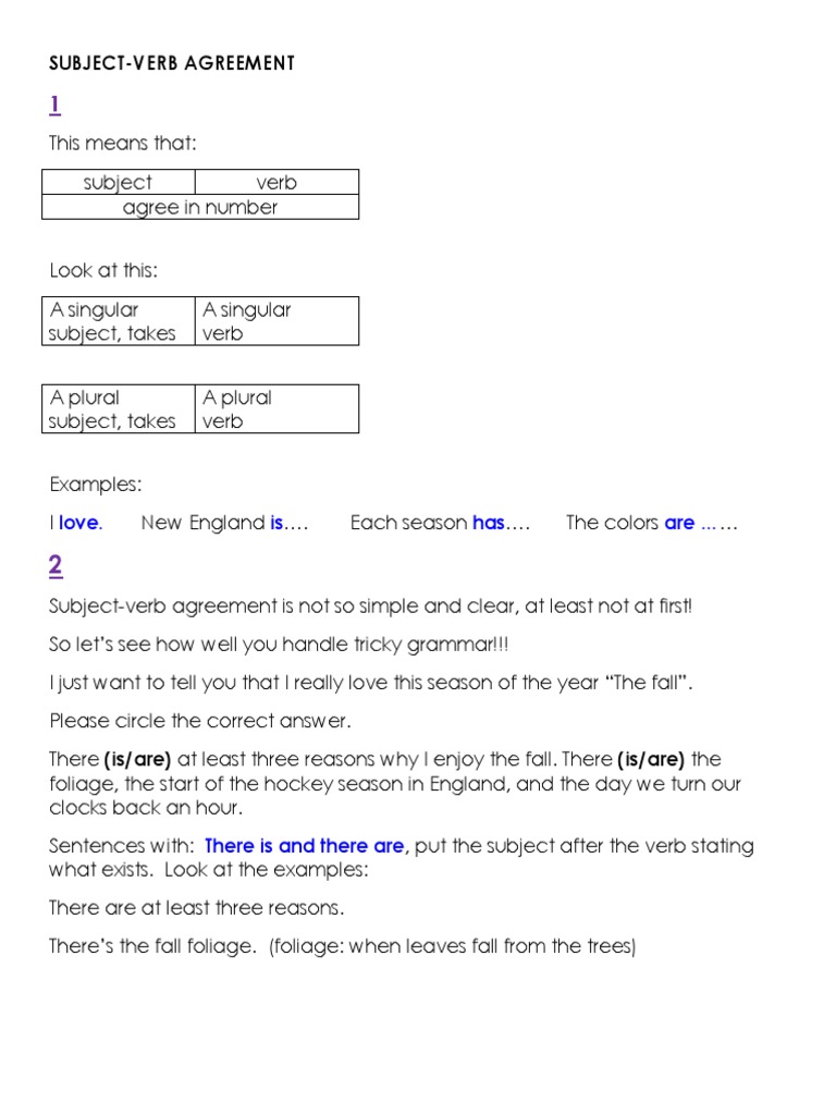 Subject Verb Agreement | PDF | Grammatical Number | Plural