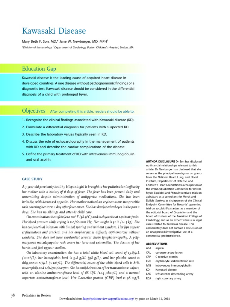 Kawasaki Disease: Education Gap | PDF | Echocardiography | C Reactive ...
