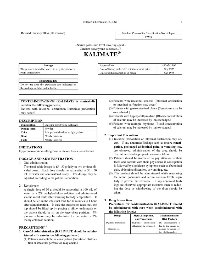 Kalimate | PDF | Dose (Biochemistry) | Chemistry