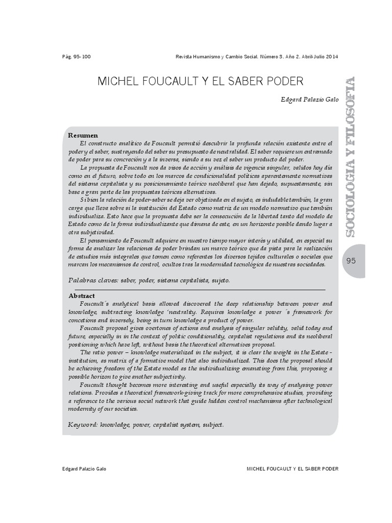 Michel Foucault y El Saber Poder | PDF | Poder (social y político ...