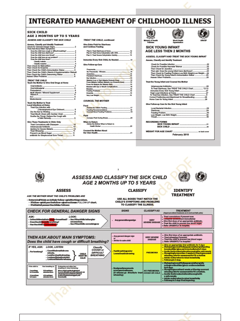 IMNCI Chart Booklet (New) Orignal | PDF | Diarrhea | Fever