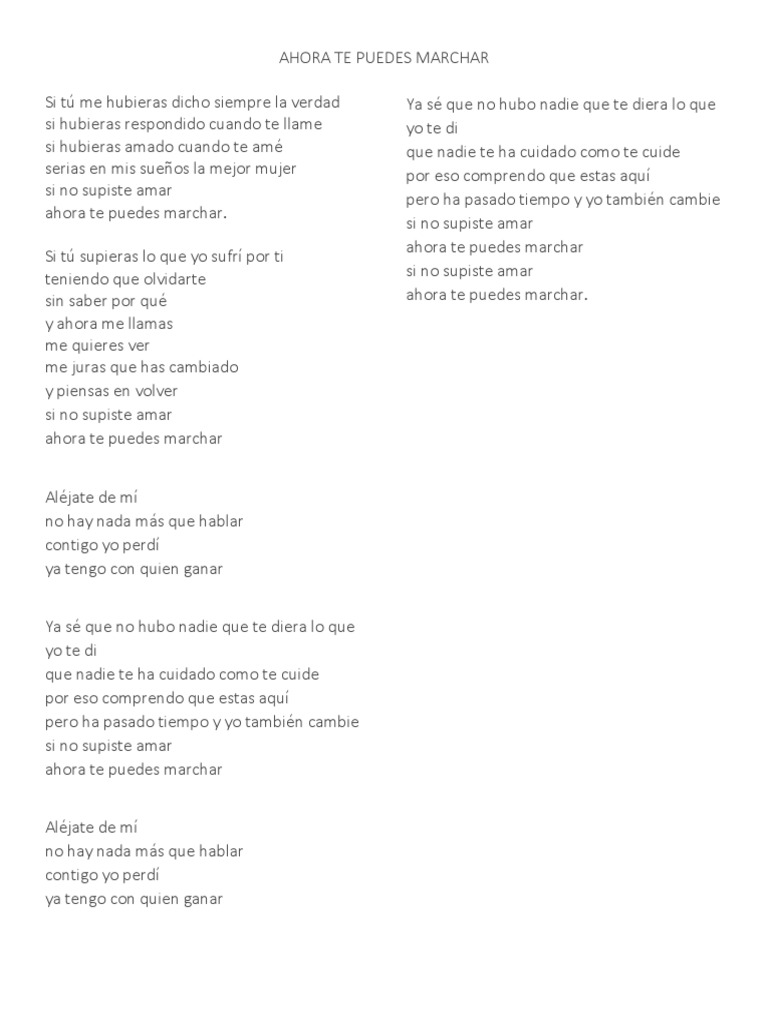 Ahora Te Puedes Marchar | PDF