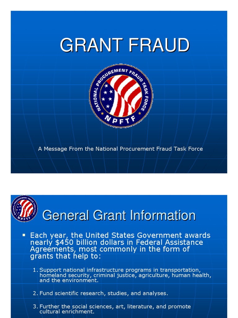 National Procurement Fraud Task Force - Grant Fraud Presentation | PDF ...
