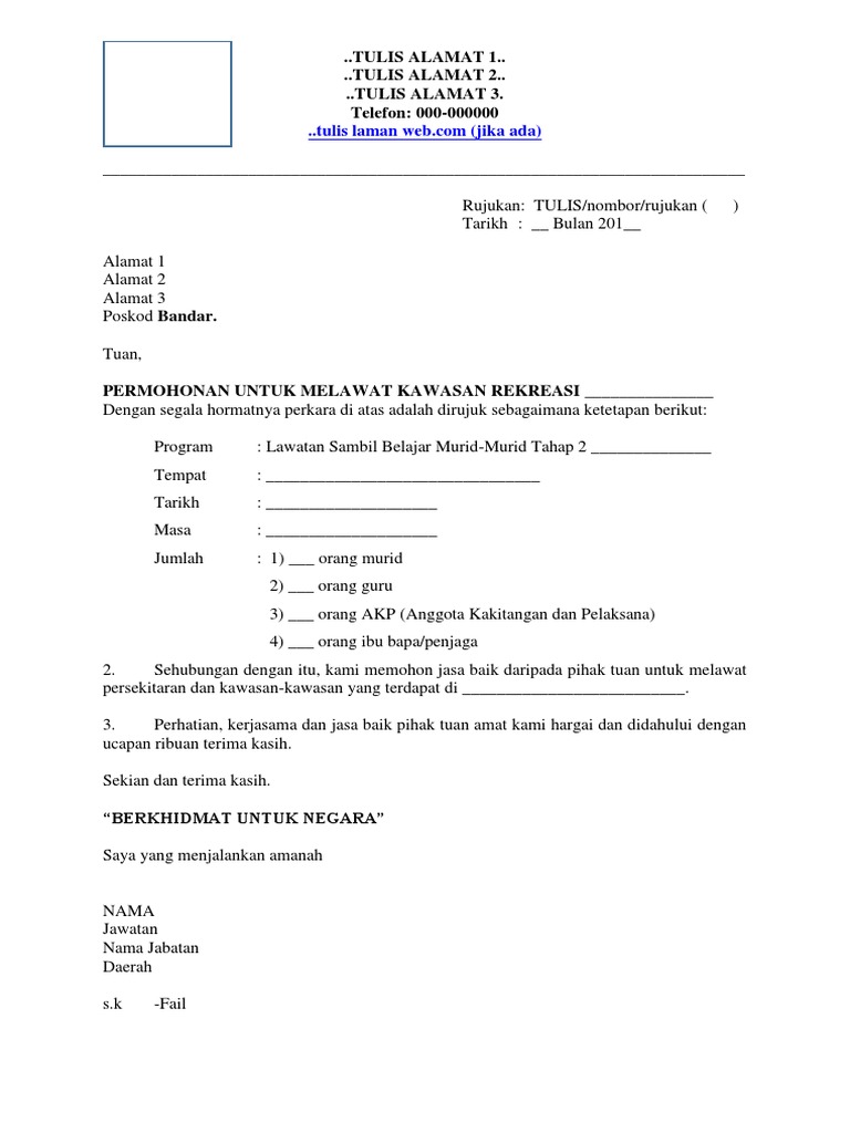 Contoh Surat Lawatan | PDF