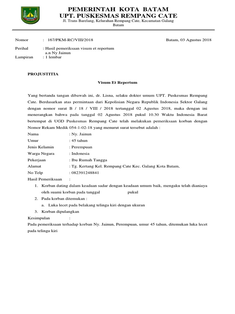 Form Visum Et Repertum | PDF