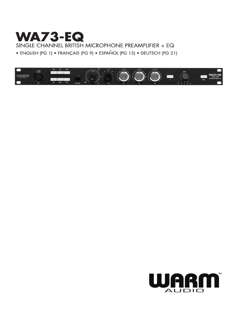 Wa 73 Eq Product Manual | PDF