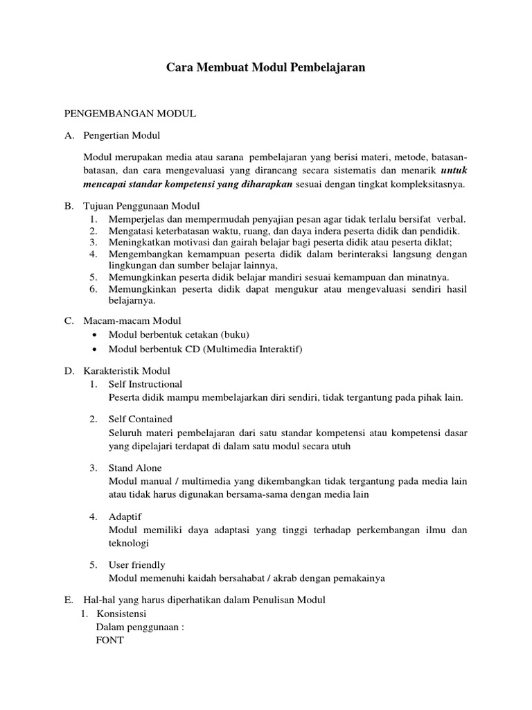 Cara Membuat Modul Pembelajaran | PDF