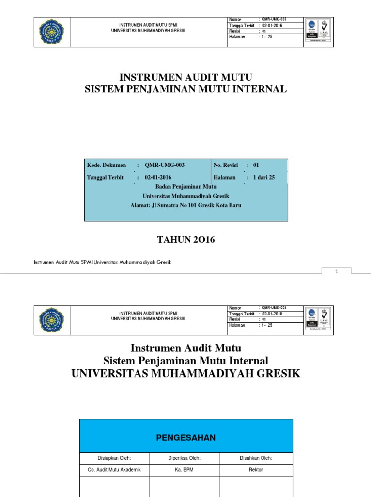 Instrumen Audit Mutu 2017 | PDF